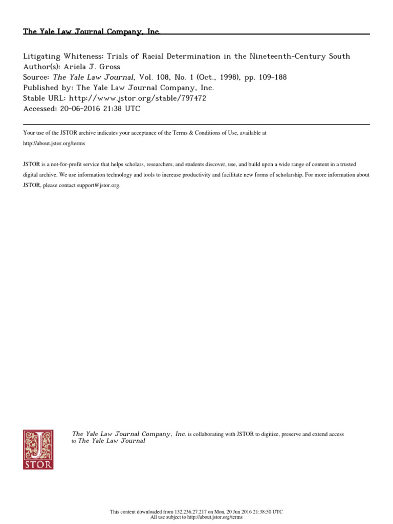 Ariela Gross - Litigating Whiteness | PDF | Race (Human Categorization ...