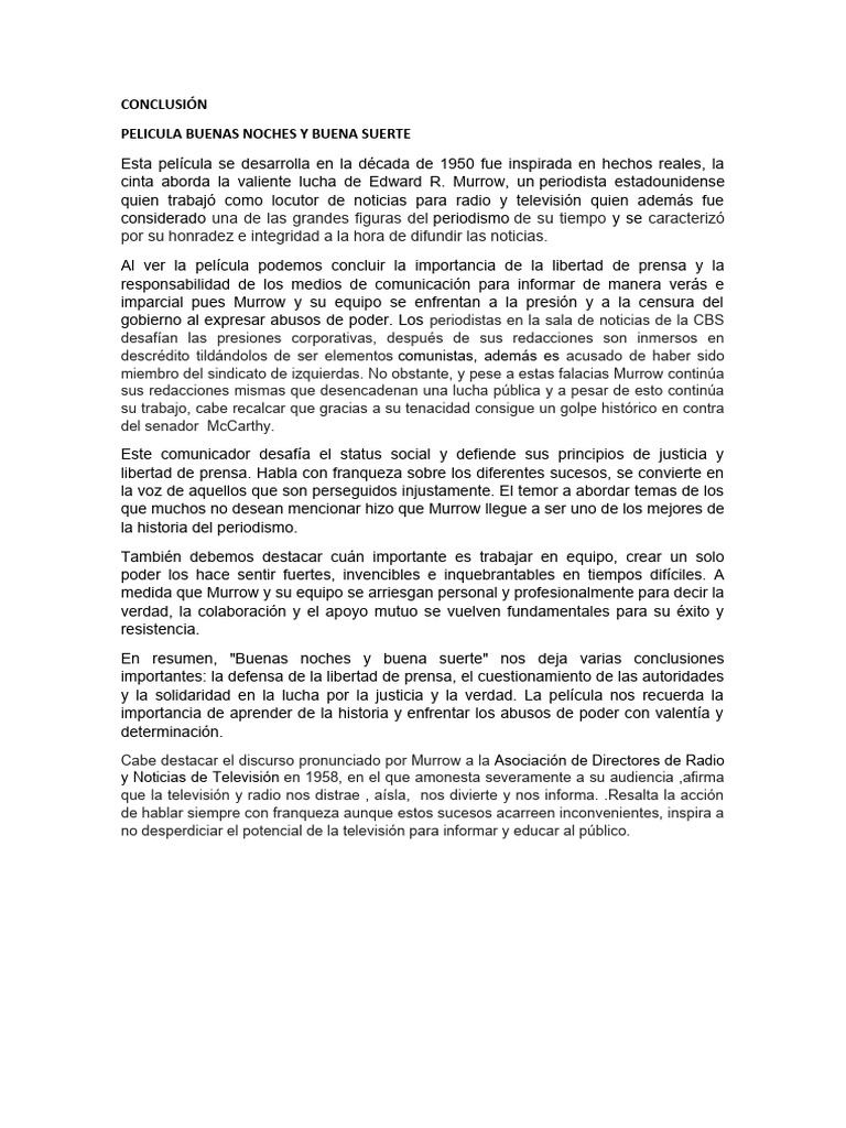 Conclusión Pelicula | PDF