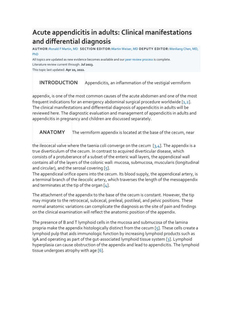Acute Appendicitis in Adults 202302 | PDF | Crohn's Disease | Causes Of ...
