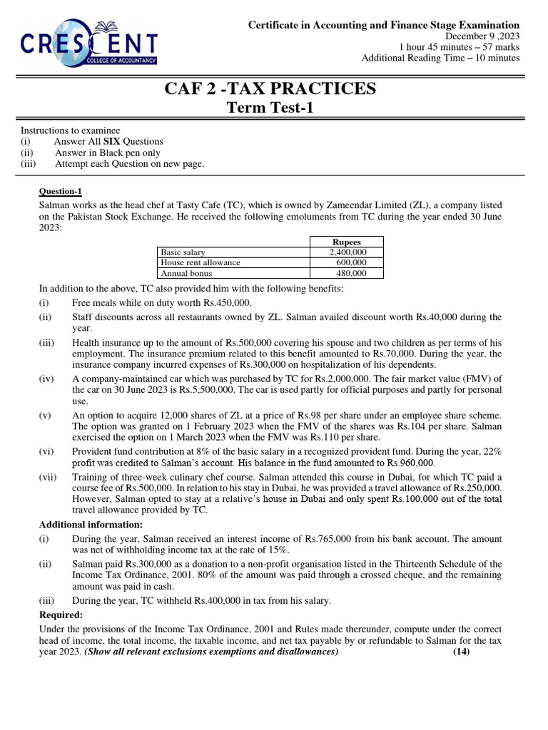 Term Test 1 | PDF | Taxes | Option (Finance)