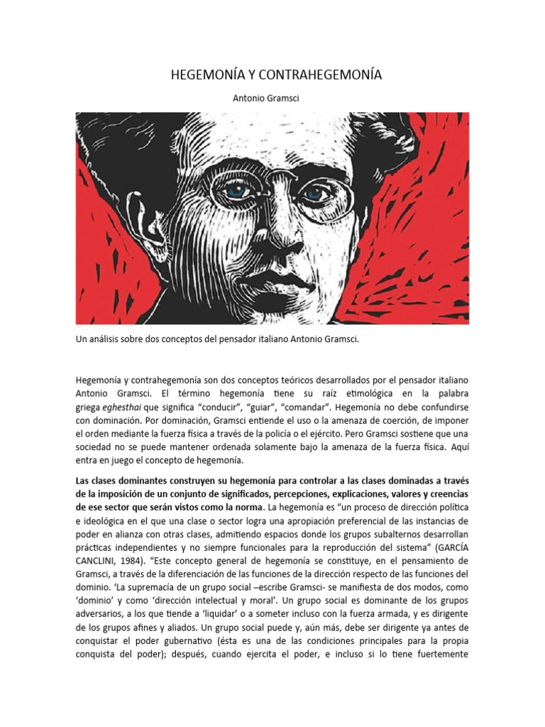 Hegemonía y Contrahegemonía en Gramsci | PDF | Antonio Gramsci | Hegemonía