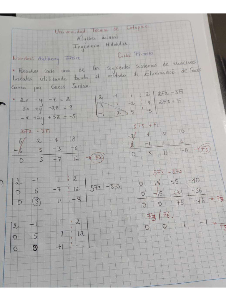 Tarea Ecuaciones Por Metodo de Gauss Jordan | PDF