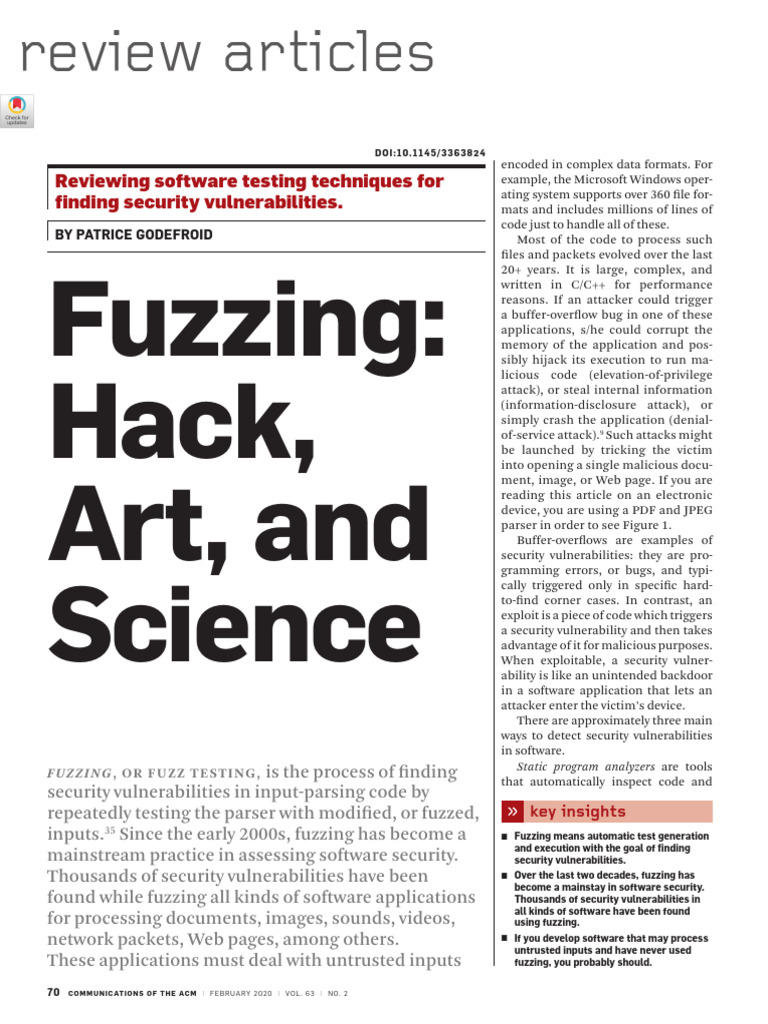 Fuzzing: Hack, Art, and Science | PDF | Computer Programming | Computing