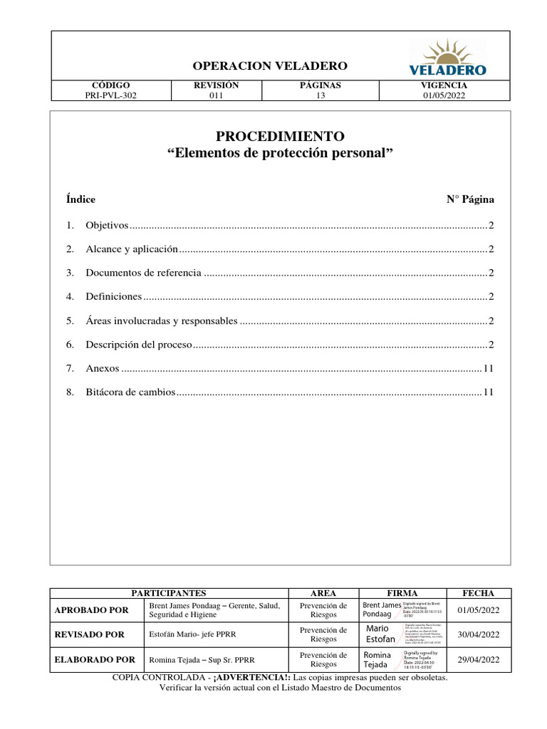 Pri-Pvl-302 - Epp | PDF | Seguridad y salud ocupacional | Lentes