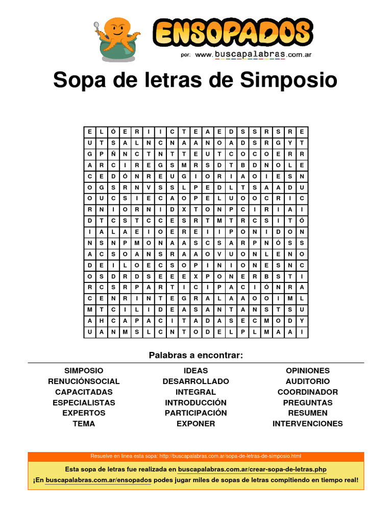 Sopa de Letras de Simposio | PDF