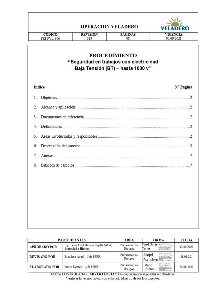 PRI-PVL-306 - Seguridad en Trabajos Con Electricidad | Descargar gratis ...