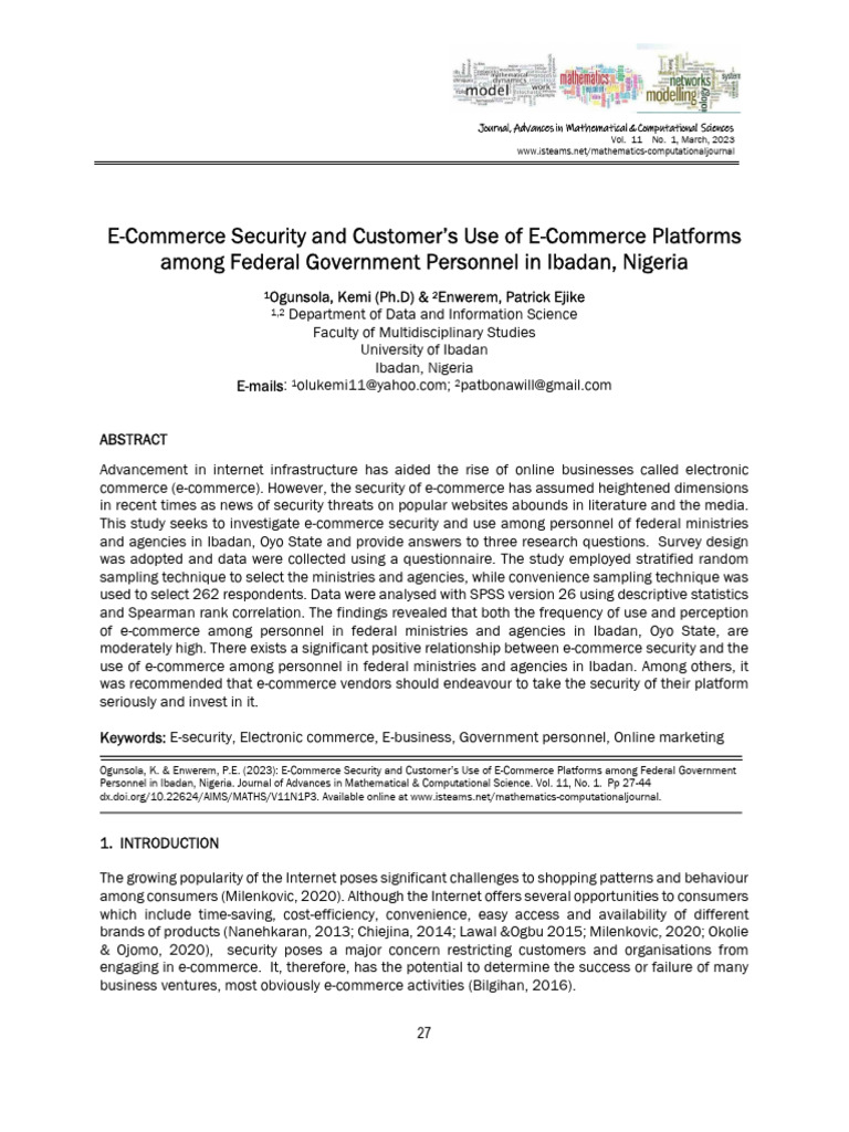 OGUNSOLA and ENWEREM (2023) - E-Commerce Security and Customer's Use of E-Commerce Platforms ...