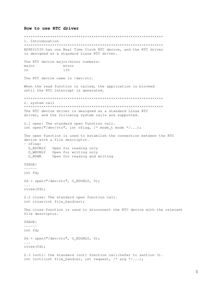 RTC Device Driver | PDF | Device Driver | Operating System Technology