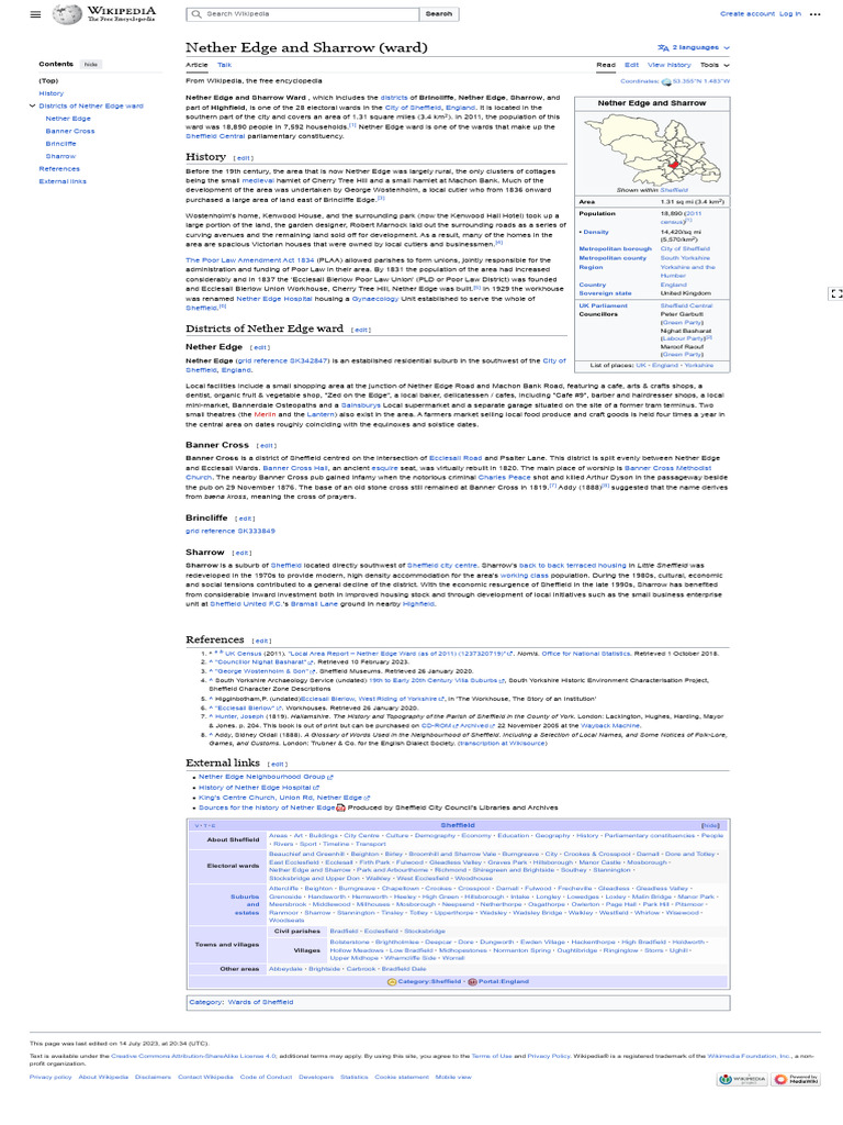 Nether Edge and Sharrow (Ward) - Wikipedia | PDF