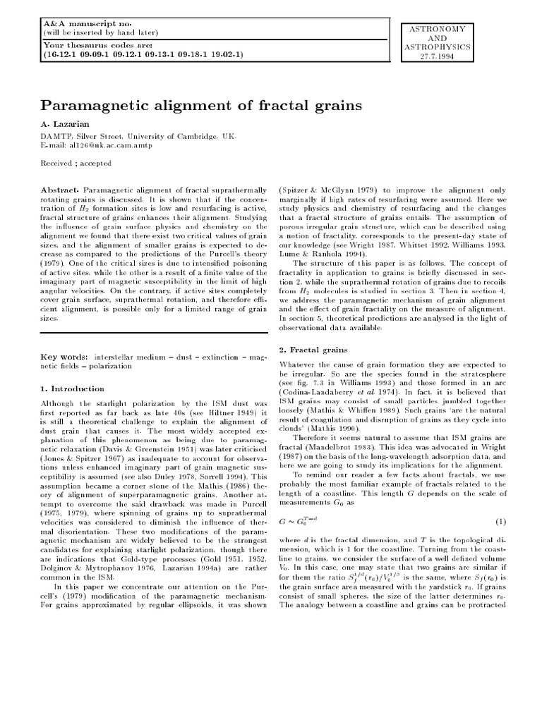 Paramagnetic Alignment of Fractal Grains: Et Al | PDF | Adsorption | Porosity