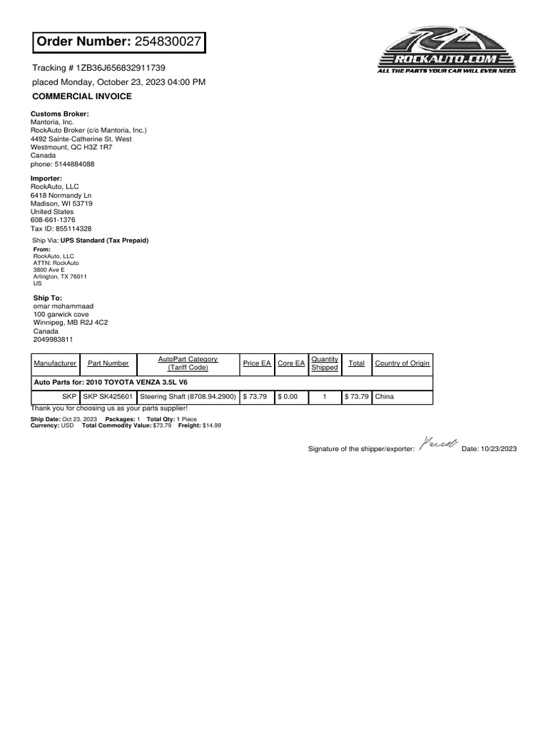 Commercial Invoice | PDF