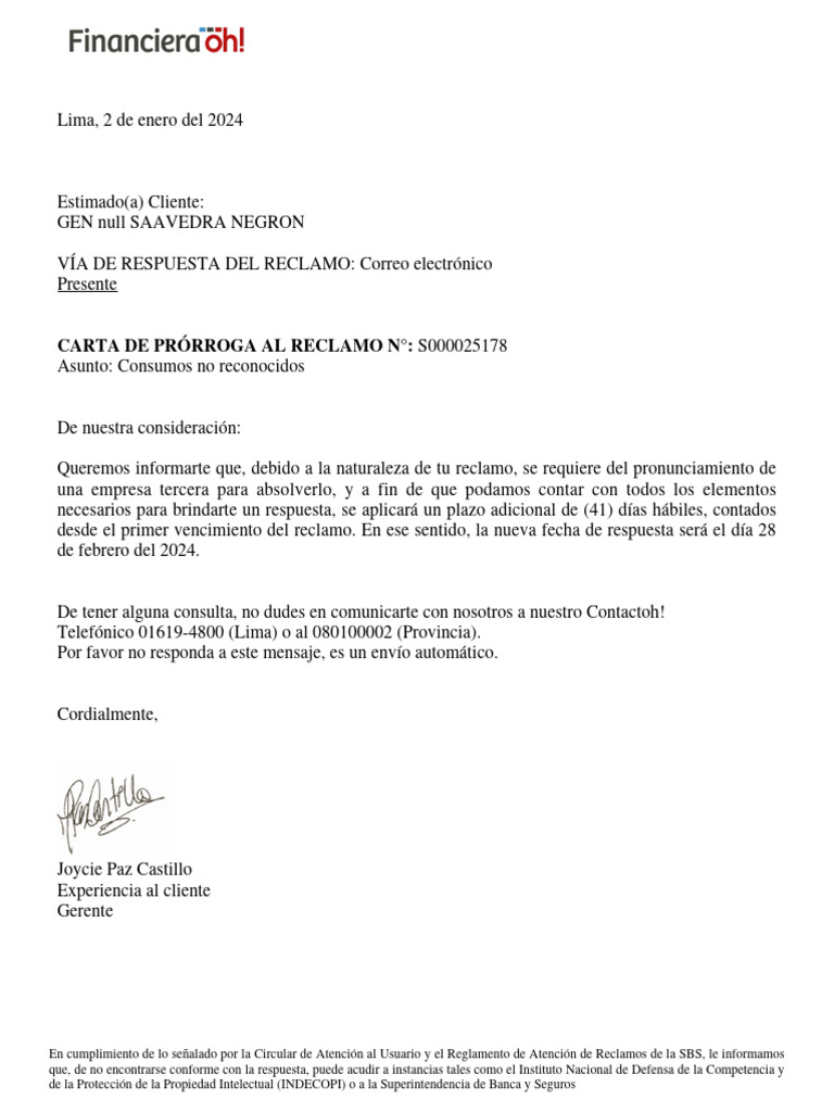 Carta Prórroga - S000025178 | PDF