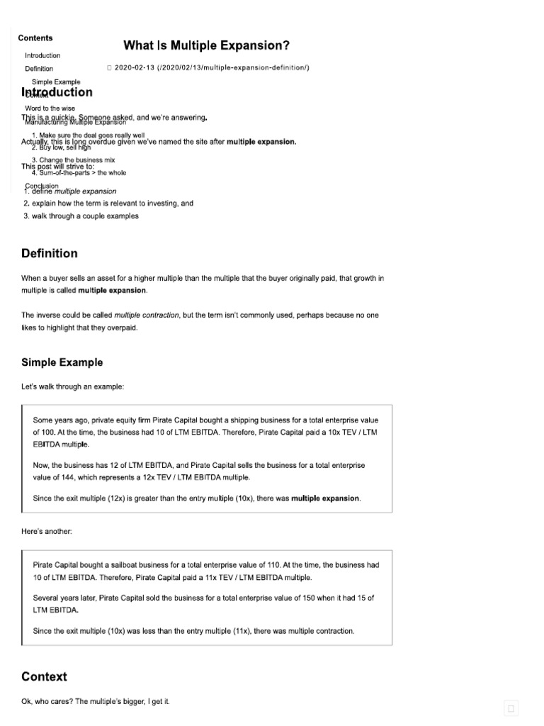 Multiple Expansion | PDF