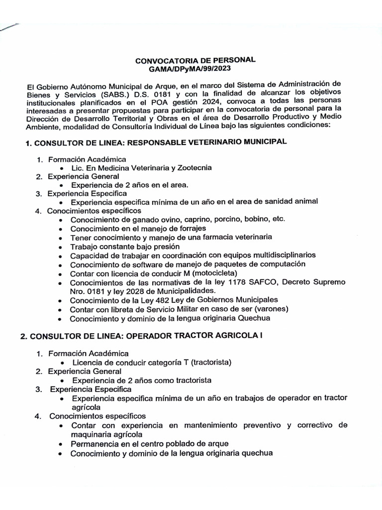Gobierno Autonomo Municipal de Arque (Cochabamba) 01 | PDF