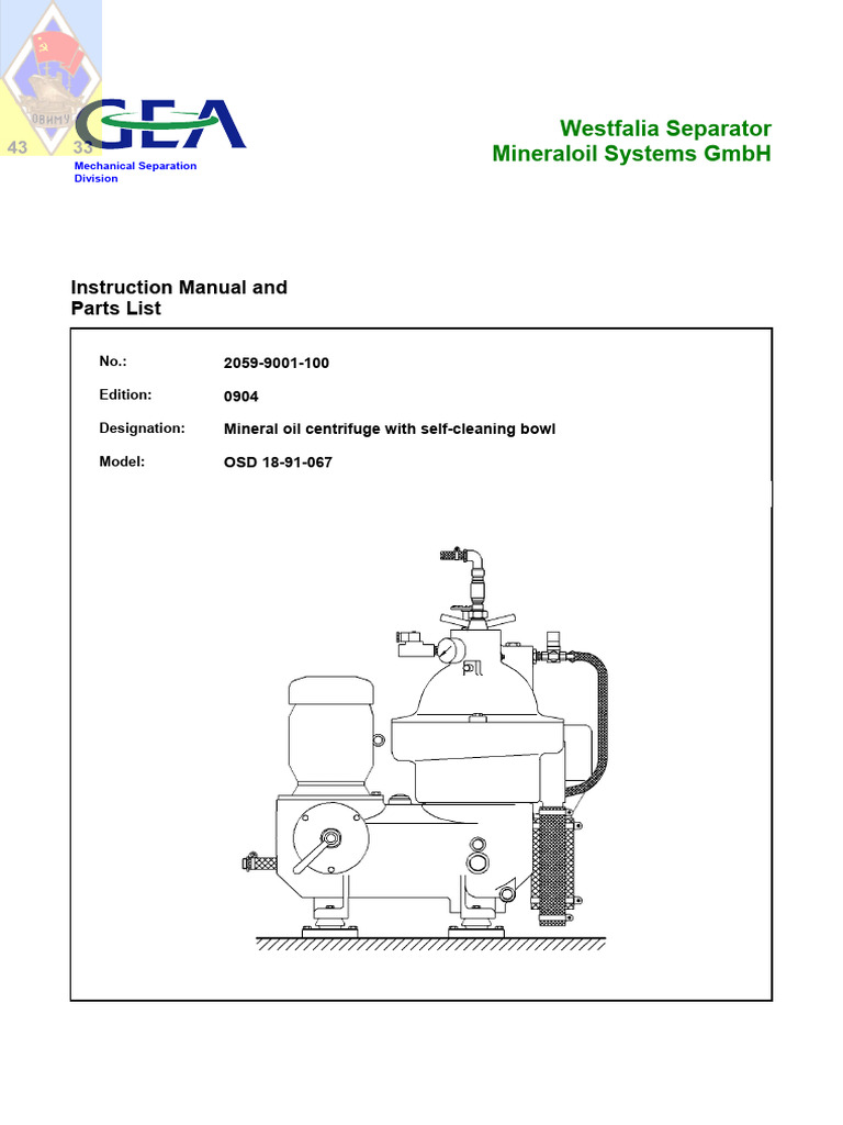 Westfalia Separator Instruction Manual | PDF | Corrosion | Liquids
