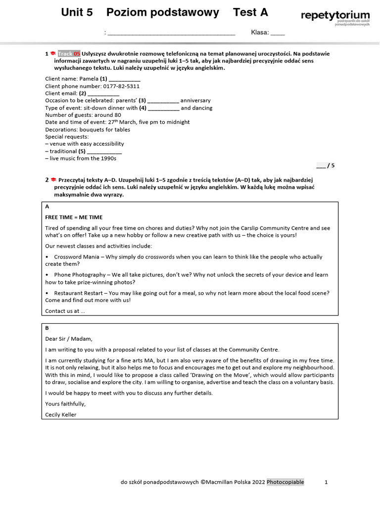 U5 Test PP GR A | PDF