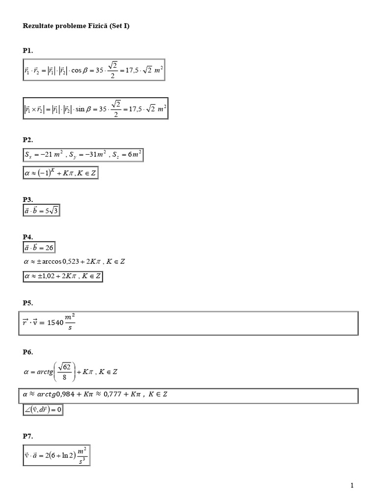 Rezultate - Probl - Set I | PDF