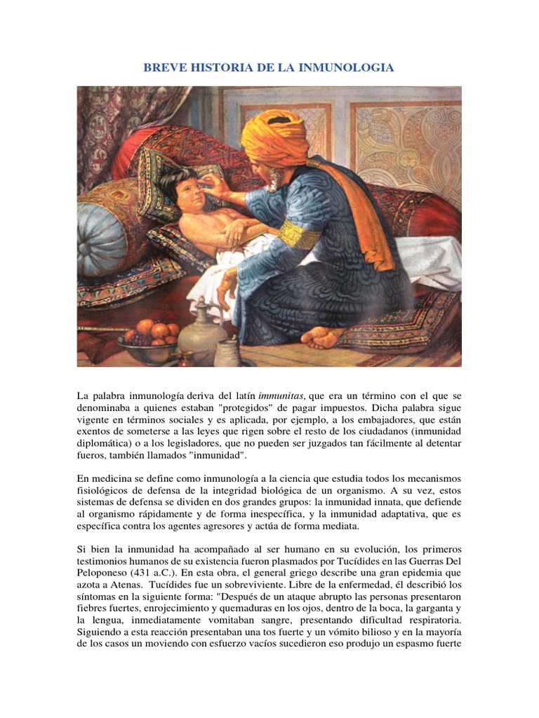 Breve Historia de La Inmunologia | PDF | Inmunología | Vacunas
