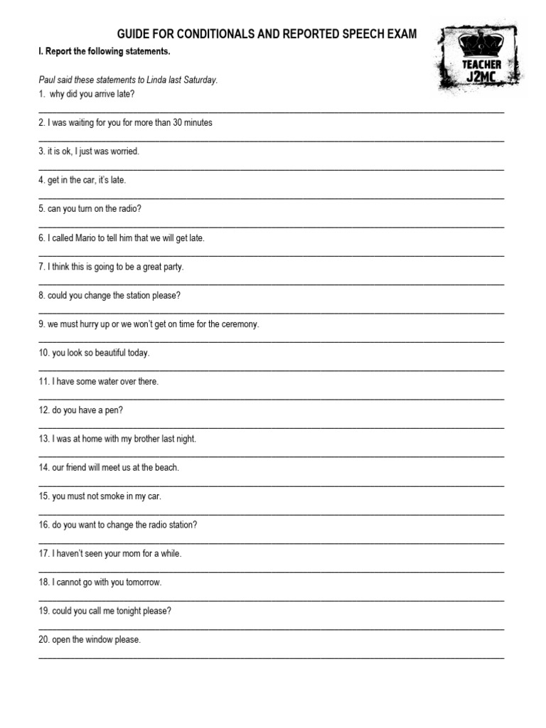 z2 Guide For The Reported Speech Exam | PDF