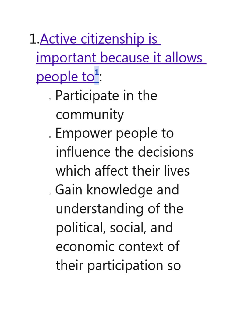 Importance of Active Citizenship | PDF