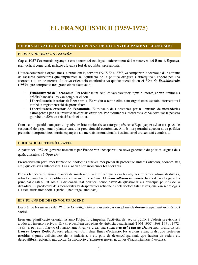 El Franquisme Ii | PDF