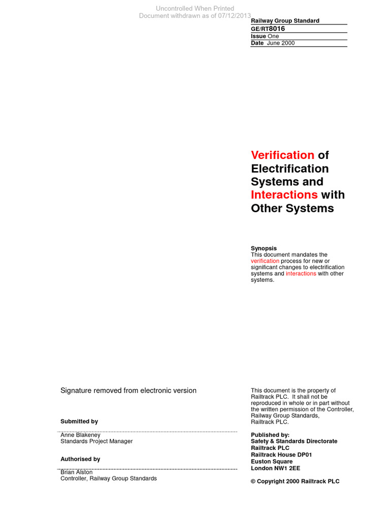 GERT8016 Iss 1 | PDF | Verification And Validation | Train