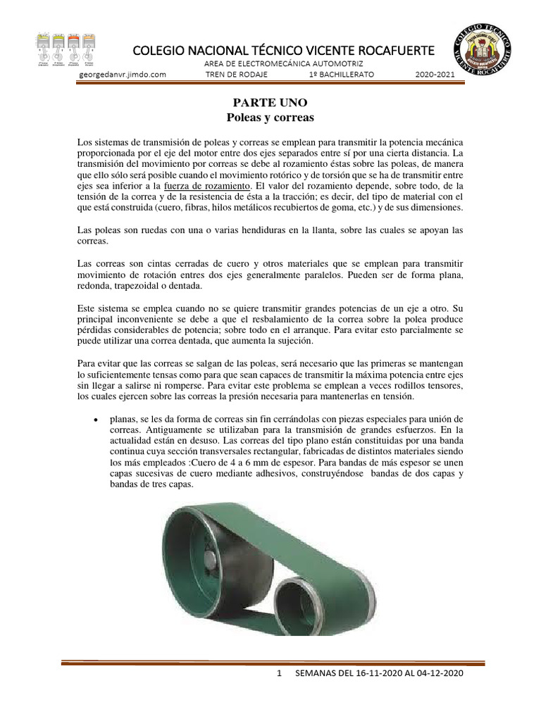 Bandas y Poleas 14 Dic-24 Dic | PDF | Cinturón (mecánico) | Eje