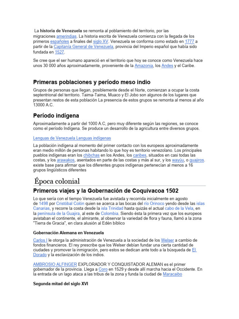 La Historia de Venezuela RESUMIDA | PDF | Venezuela | Hugo Chavez