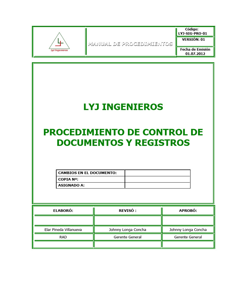 LYJ-SIG-PRO-01 CONTROL DE DOCUMENTOS Y REGISTROS | PDF | Sistema de manejo de calidad | Business