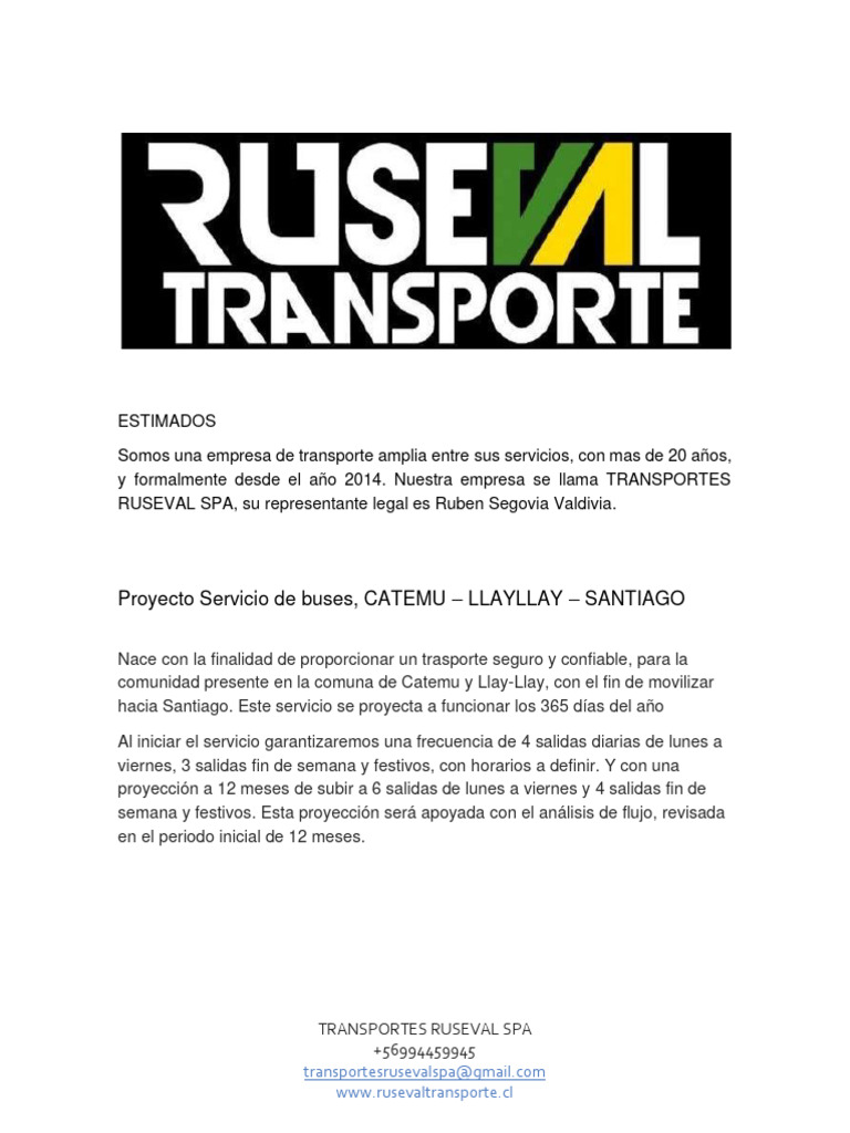 Carta de Presentacion Buses | PDF