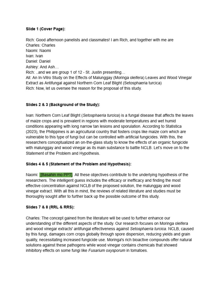 Script For Proposal Defense | PDF | Fungicide | Fungus