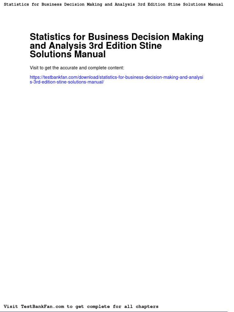 Dwnload Full Statistics For Business Decision Making and Analysis 3rd ... Dwnload Full Statistics For Business Decision Making and Analysis 3rd ...