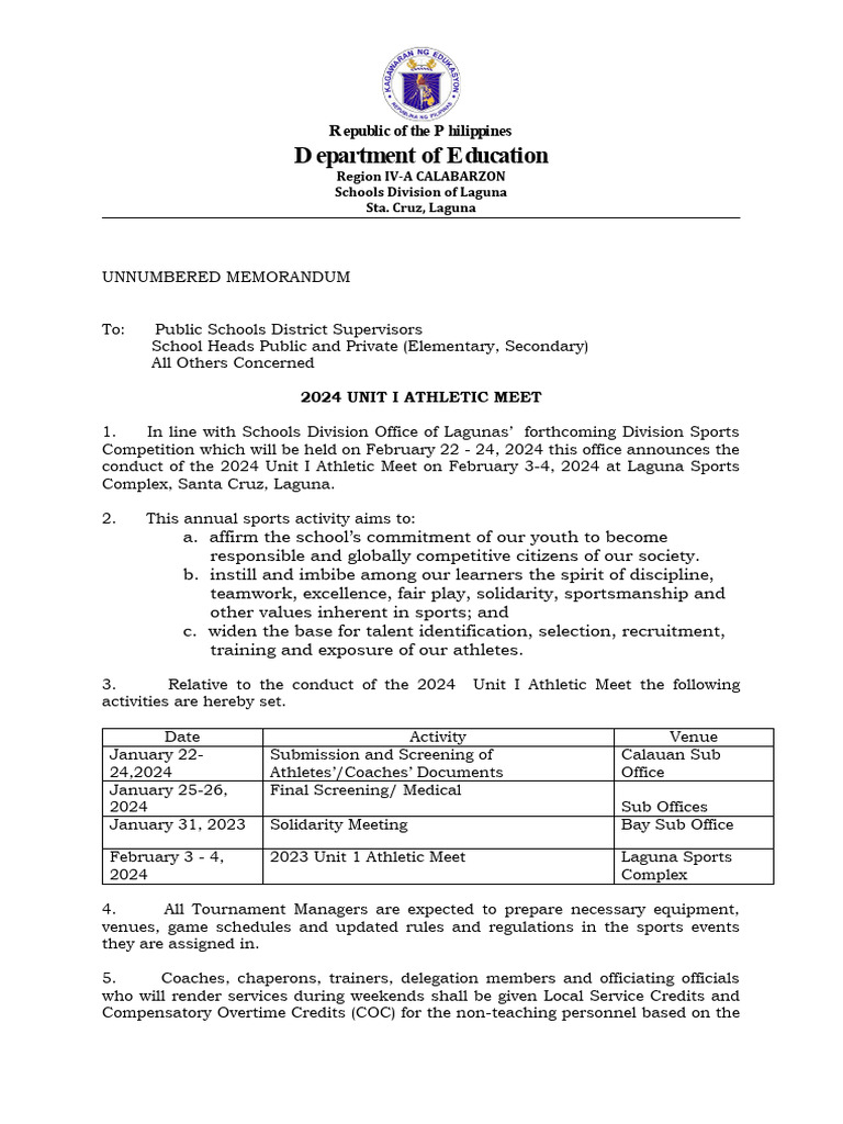 Unit I Athletic Meet | PDF | Entertainment | Sports