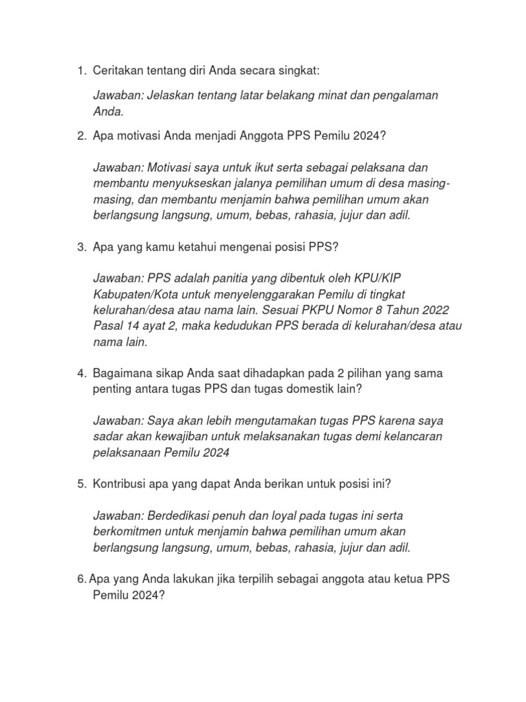 Soal Wawancara PPS | PDF