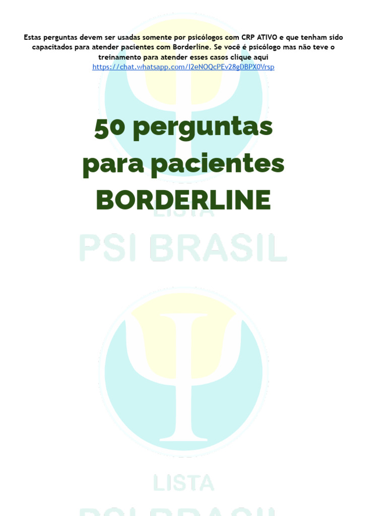 Baralho Paciente Borderline | PDF | Ciências comportamentais ...