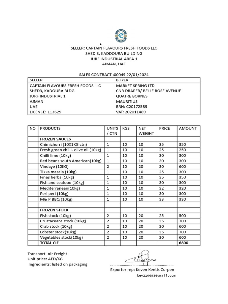 Captain Flavours. Invoice 2301 | PDF | Western Cuisine | Asian Cuisine
