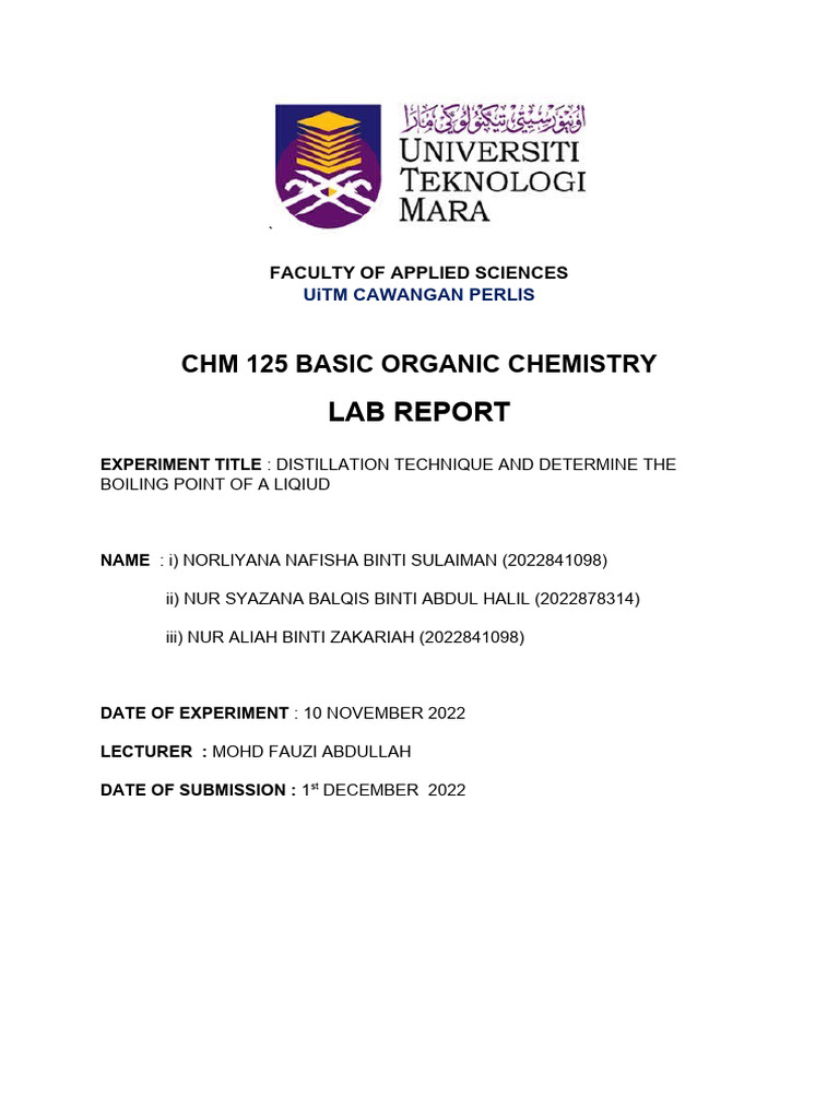 CHM 125 Exp 2 | PDF | Distillation | Boiling