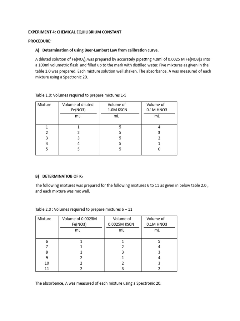 CHM 143 Experiment 4 | PDF