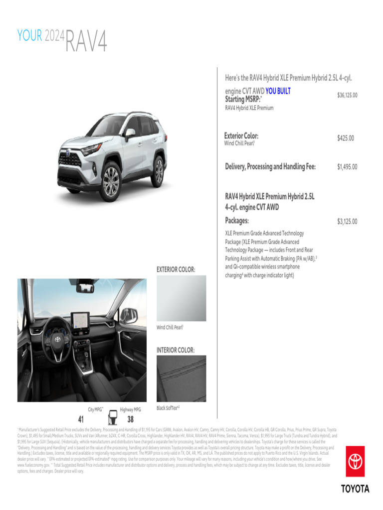 2024 Rav4 Options | PDF | Toyota | Hybrid Electric Vehicle
