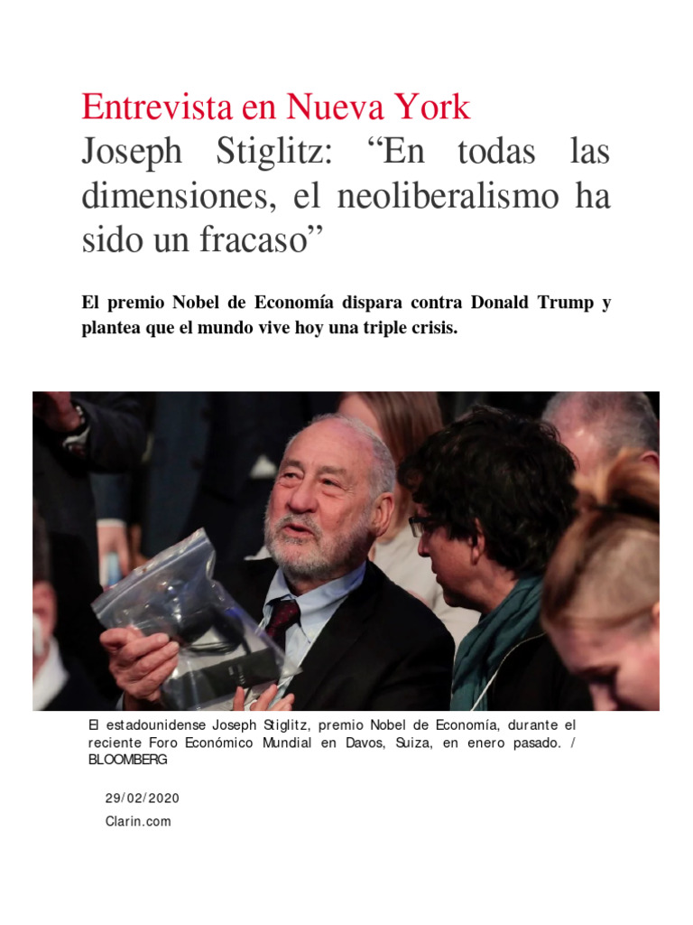 Joseph Stiglitz PDF | PDF | Neoliberalismo | Donald Trump