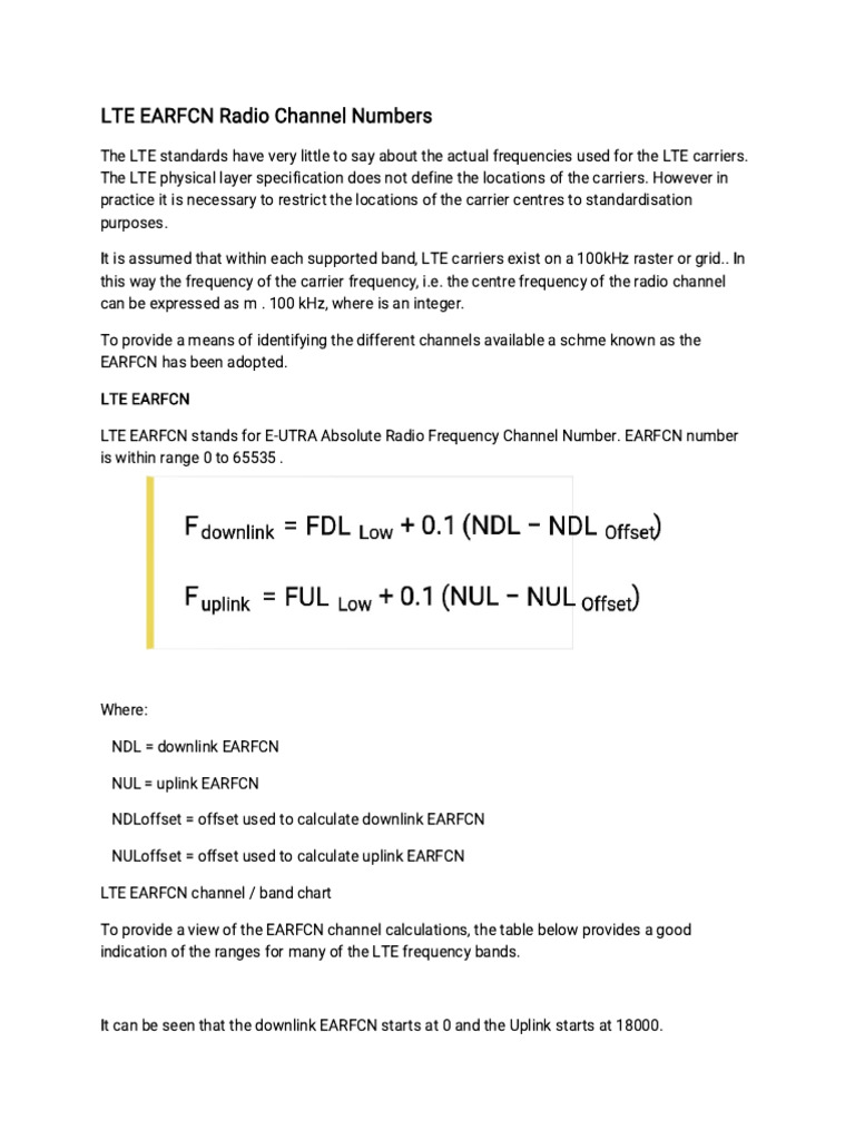 LTE EARFCN Radi-WPS Office | PDF