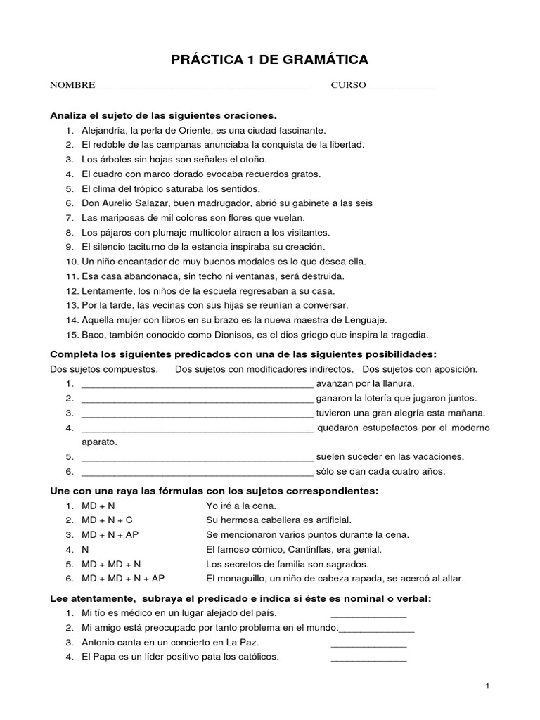 Prácticas de Gramática | PDF