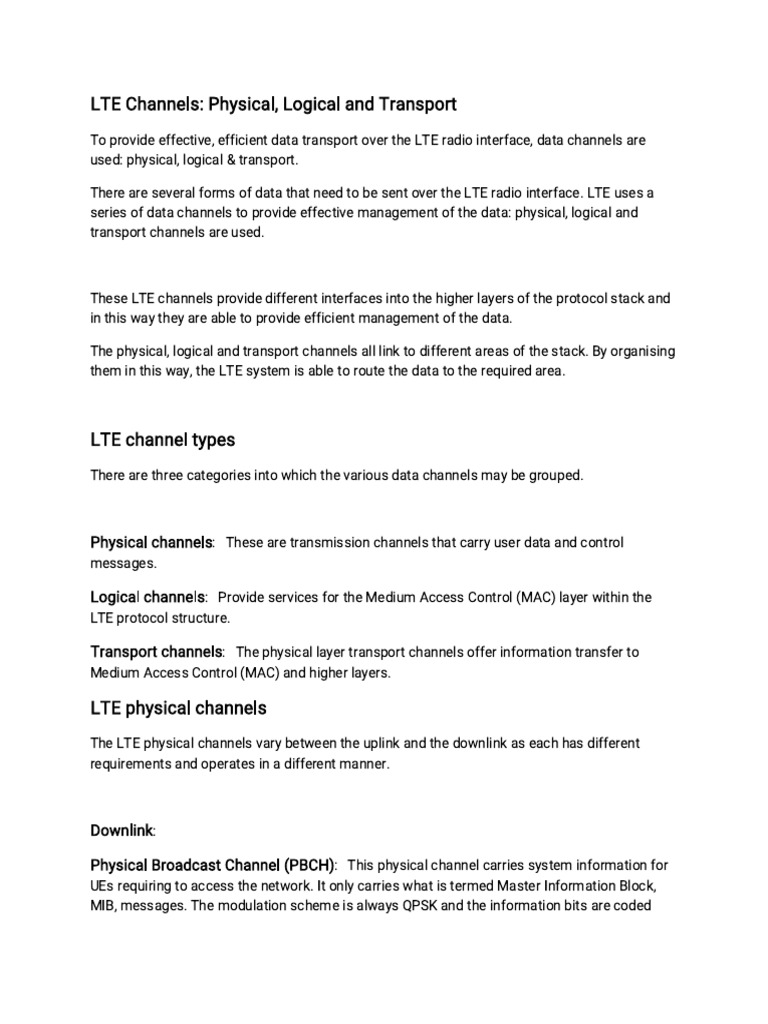 LTE Channels - P-WPS Office | PDF | Computer Engineering | Computer Data