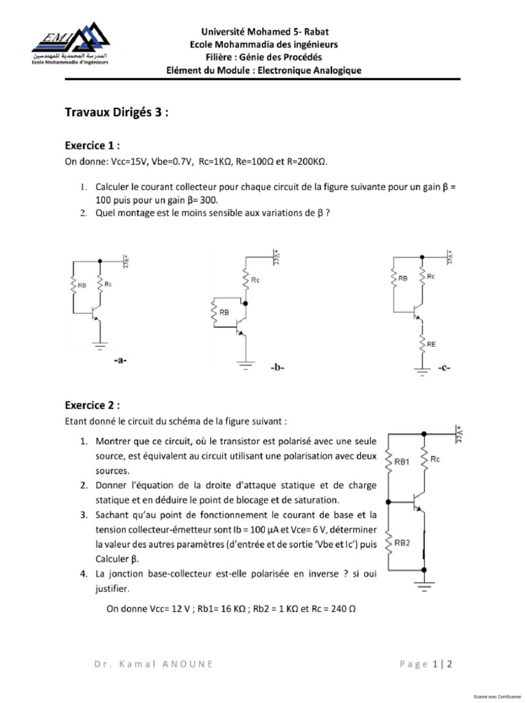 TD N°3 Transistor Statique | PDF