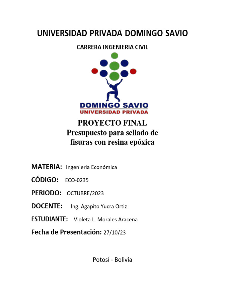 PROYECTO FINAL_INGENIERIA ECONOMICA | PDF | Epoxy | Hormigón