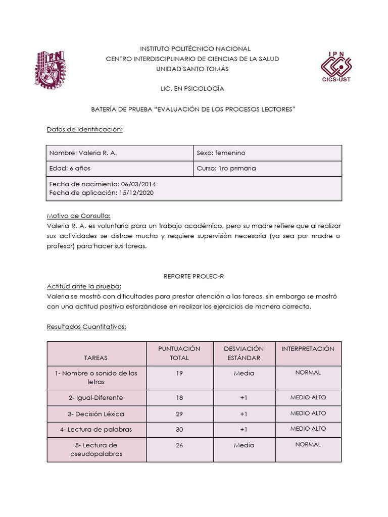 Informe Prolec R | PDF | Puntuación | Ortografía