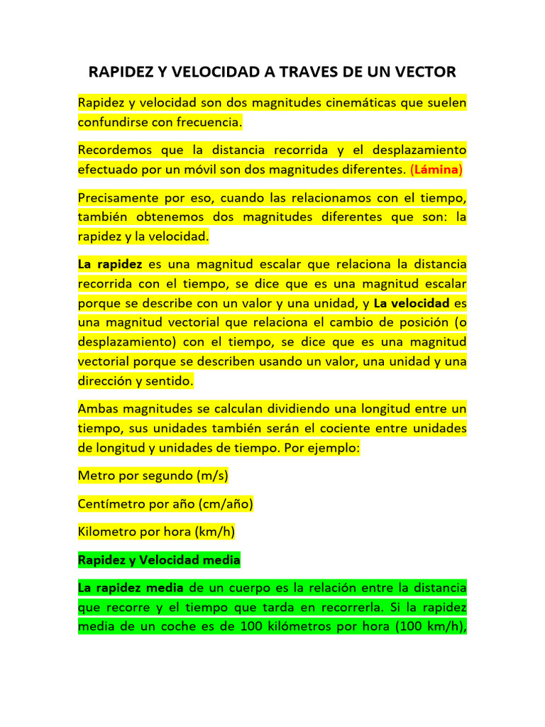 Rapidez y Velocidad A Traves de Un Vector Exposicion | PDF | Vector ...