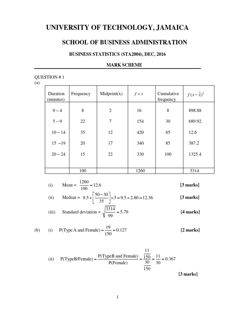 Busi. Stats Solutions, Dec, 2016 | Download Free PDF | Statistical Theory | Statistical Analysis