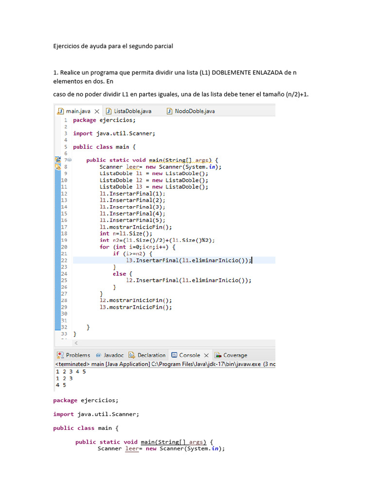 Ejercicios de listas enlazadas en Java | PDF | Paradigmas de programación | Ingeniería Informática