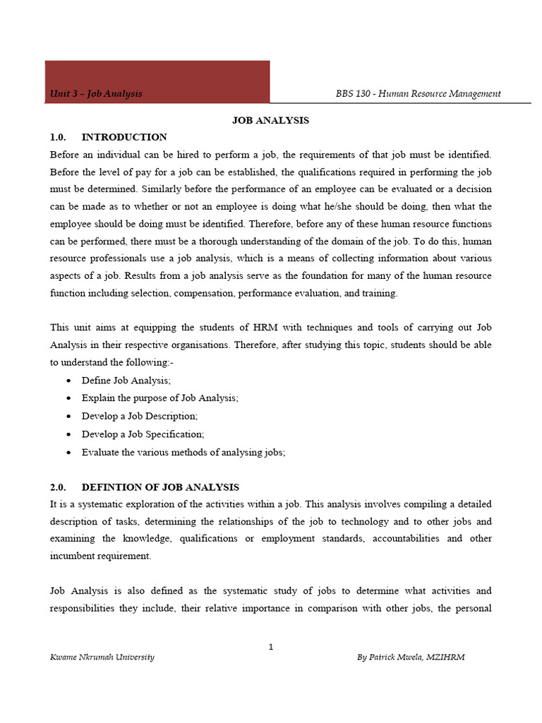 3 Job Analysis | PDF | Human Resource Management | Employment